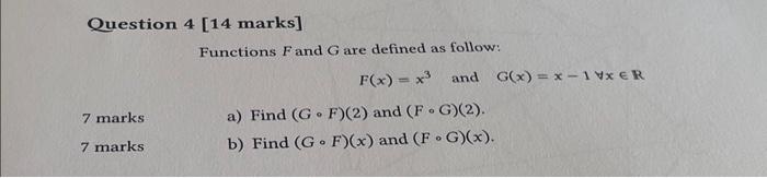 Solved Functions F and G are defined as follow: F(x)=x3 and | Chegg.com