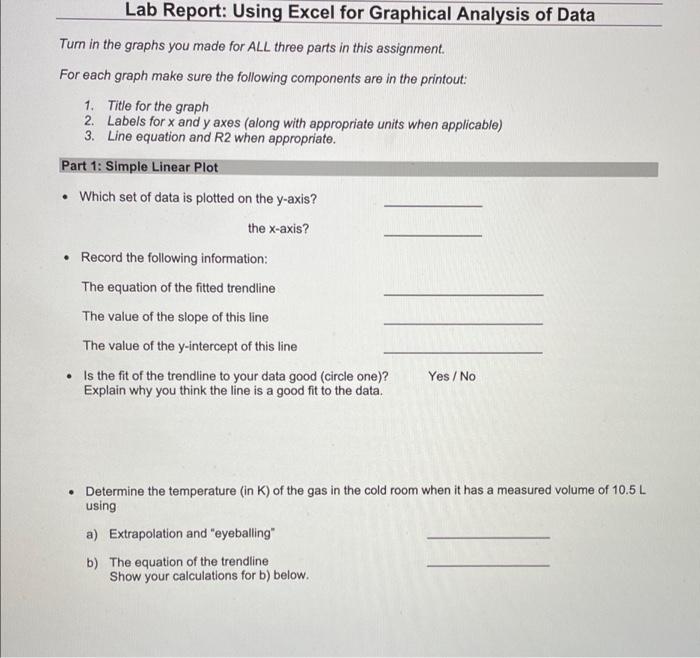 Solved Lab Report: Using Excel for Graphical Analysis of | Chegg.com