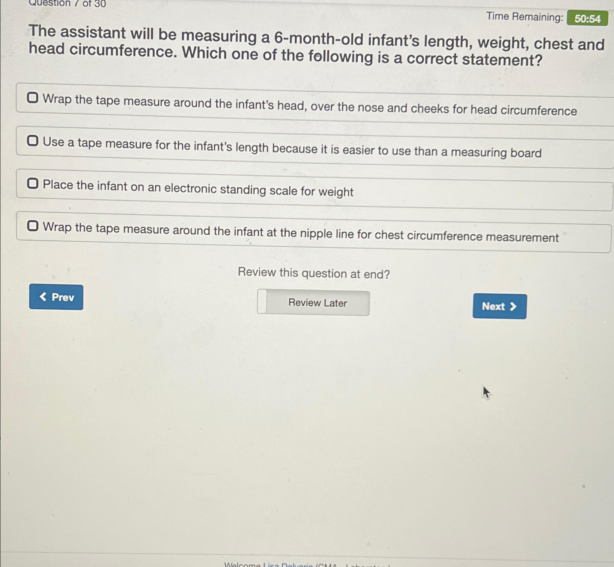 Solved Time Remaining:The assistant will be measuring a | Chegg.com