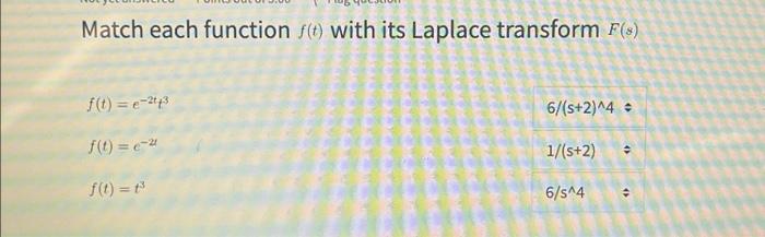 Solved Match each function f(t) with its Laplace transform | Chegg.com
