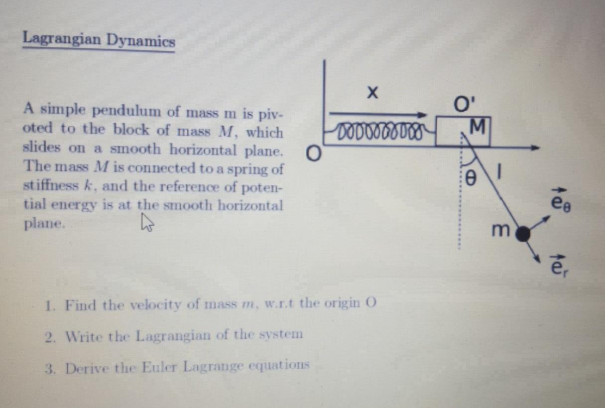 Solved Lagrangian Dynamics O' M Х A simple pendulum of mass | Chegg.com