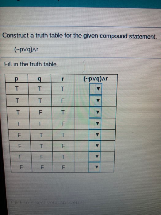 Solved Construct A Truth Table For The Given Compound