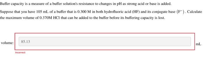 Solved Buffer capacity is a measure of a buffer solution's | Chegg.com
