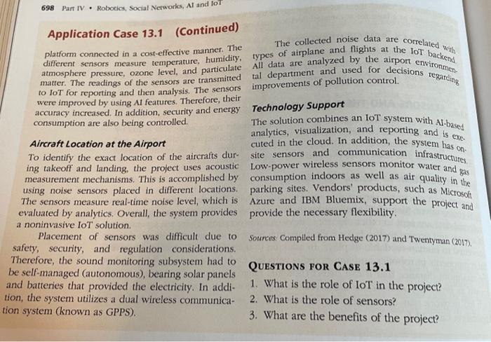 Solved Using Sensors, loT, and Al for Environmental Control | Chegg.com