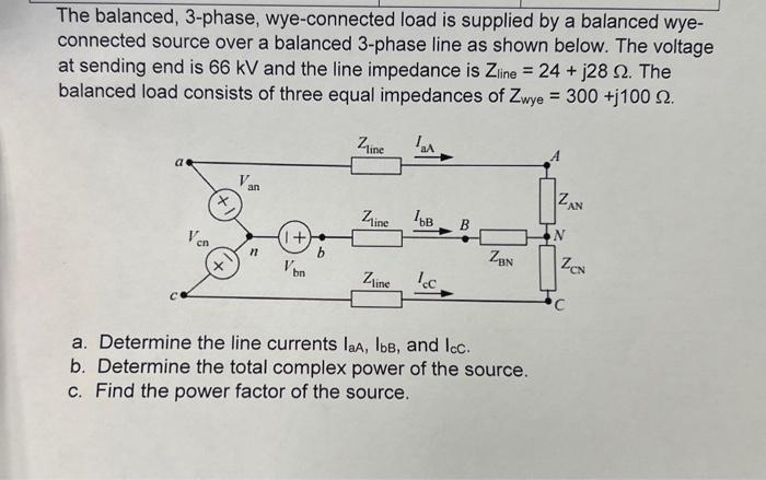 Solved The balanced, 3-phase, wye-connected load is supplied | Chegg.com