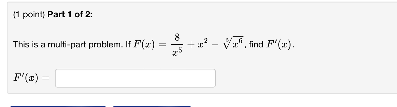 Solved (1 ﻿point) ﻿Part 1 ﻿of 2:This is a multi-part | Chegg.com