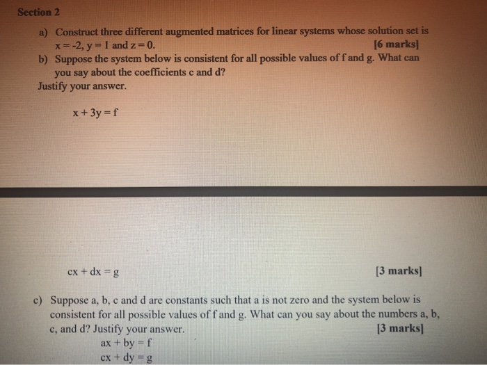Solved Section 2 a) Construct three different augmented | Chegg.com