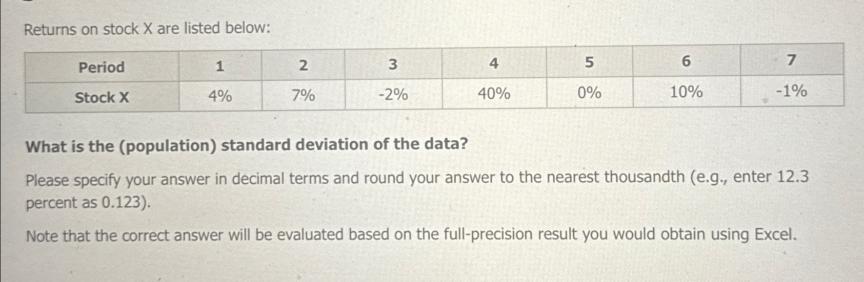 Solved Returns on stock X are listed | Chegg.com