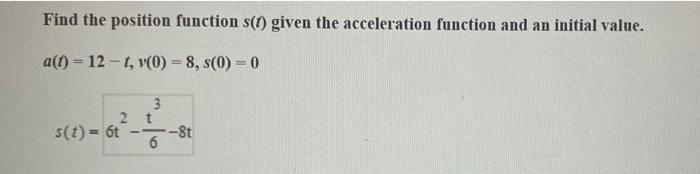 Solved Find the position function s(t) given the | Chegg.com