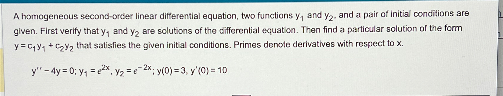 A homogeneous second-order linear differential | Chegg.com