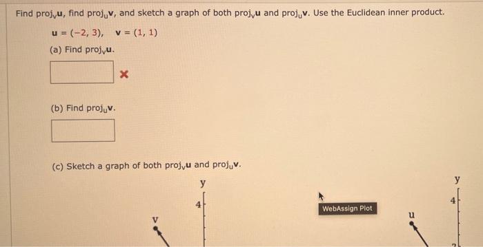 Find projvu, find projuv, and sketch a graph of both | Chegg.com