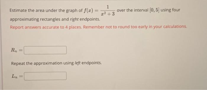 Solved Estimate the area under the graph of f(x) | Chegg.com