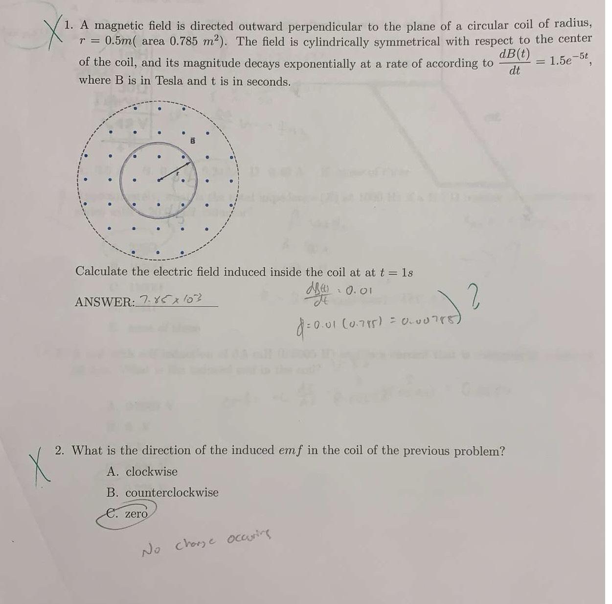 Solved A magnetic field is directed outward perpendicular to | Chegg.com
