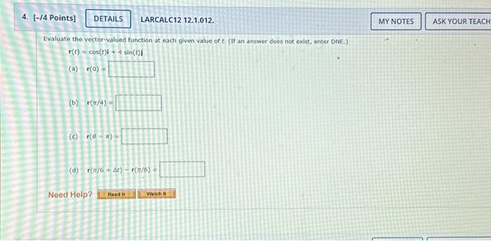 Solved Find The Domain Of The Vector Valued Function Enter