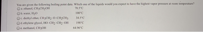Solved You are given the following boiling point data, Which | Chegg.com