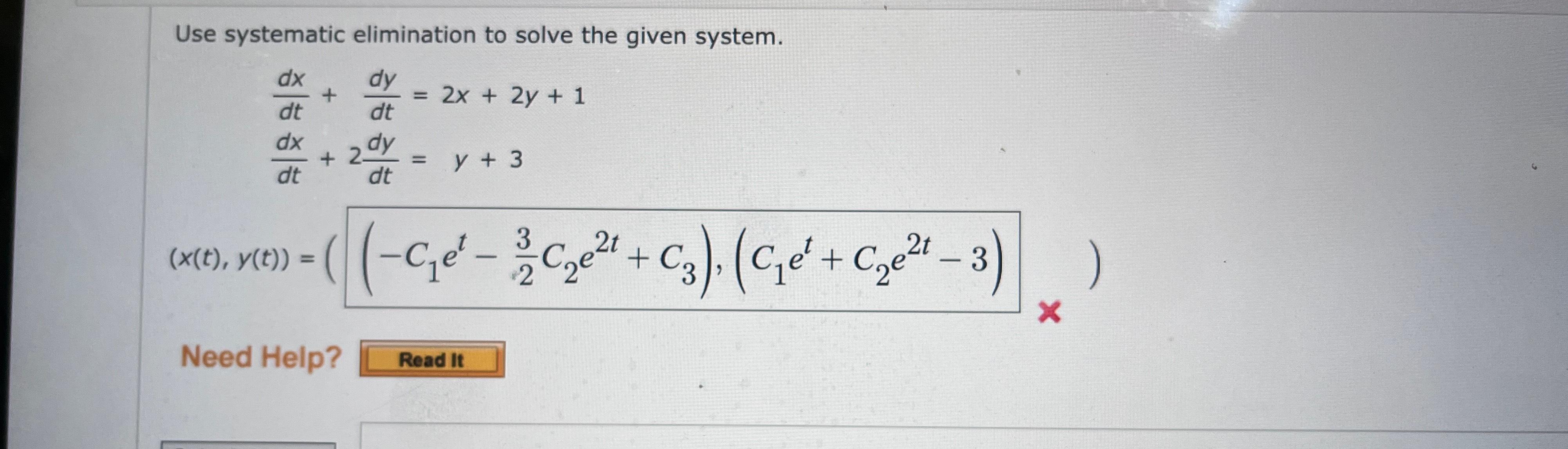 Solved Use systematic elimination to solve the given | Chegg.com
