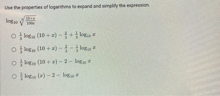 Solved Use the properties of logarithms to expand and | Chegg.com