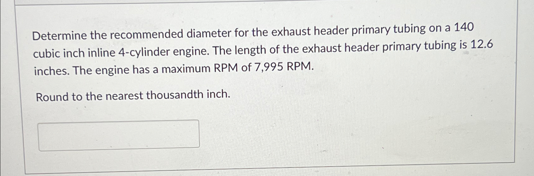 Solved Determine the recommended diameter for the exhaust | Chegg.com