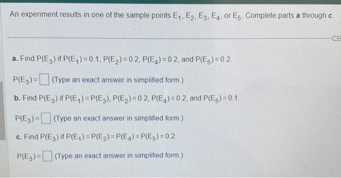 Solved An experiment results in one of the sample points | Chegg.com