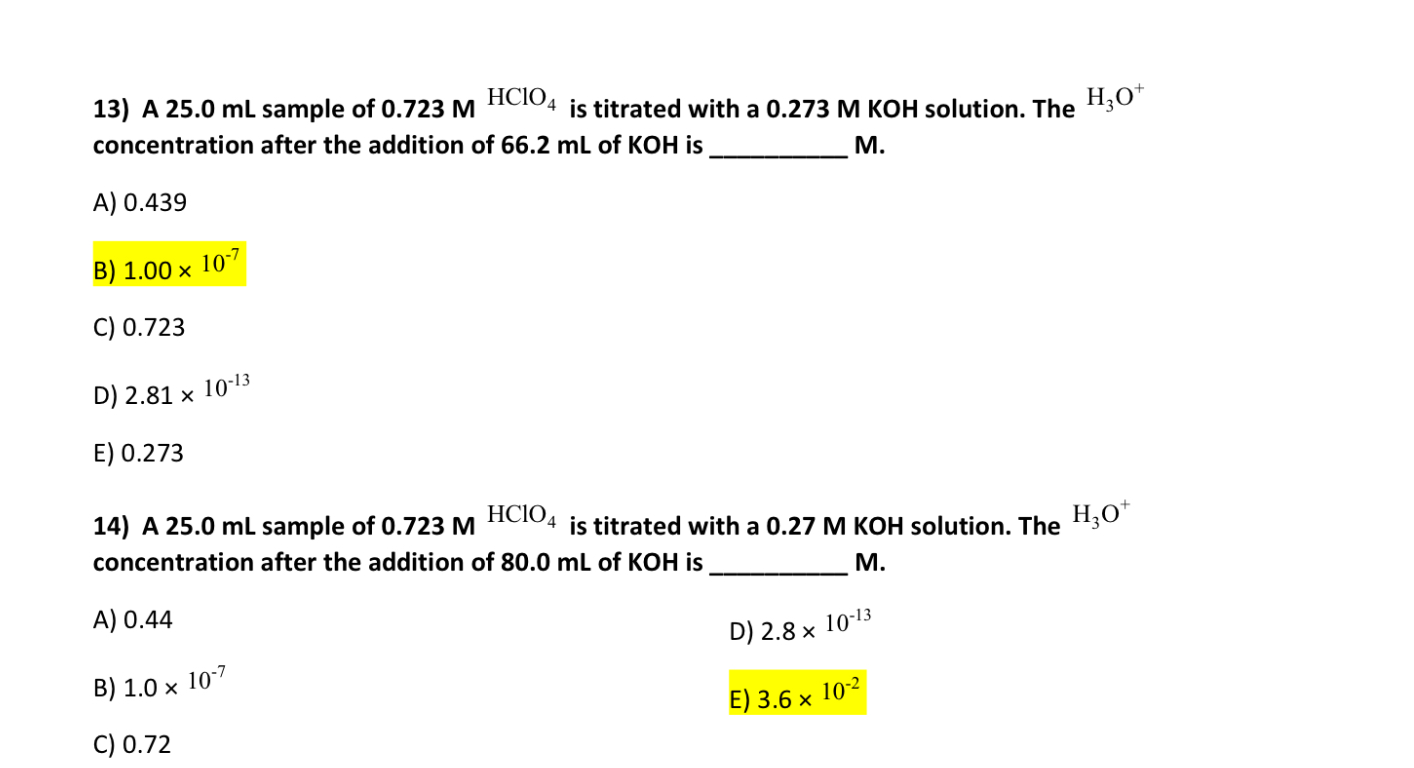 Solved A 25.0mL ﻿sample of 0.723MHClO4 ﻿is titrated with a | Chegg.com