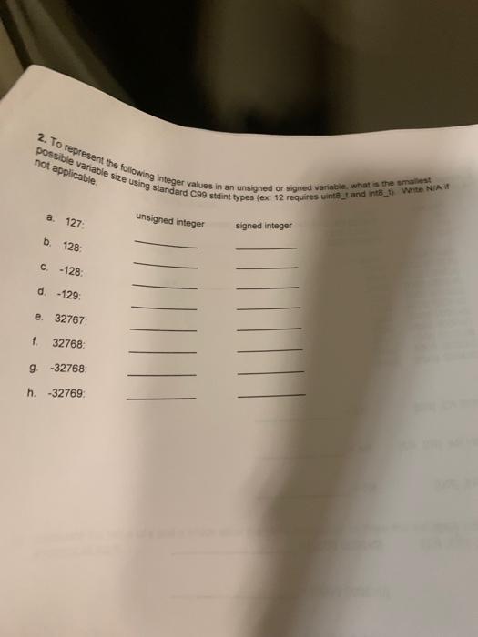 Solved possible variable size using standard C99 stdint | Chegg.com
