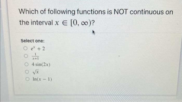 Solved Which of following functions is NOT continuous on the | Chegg.com