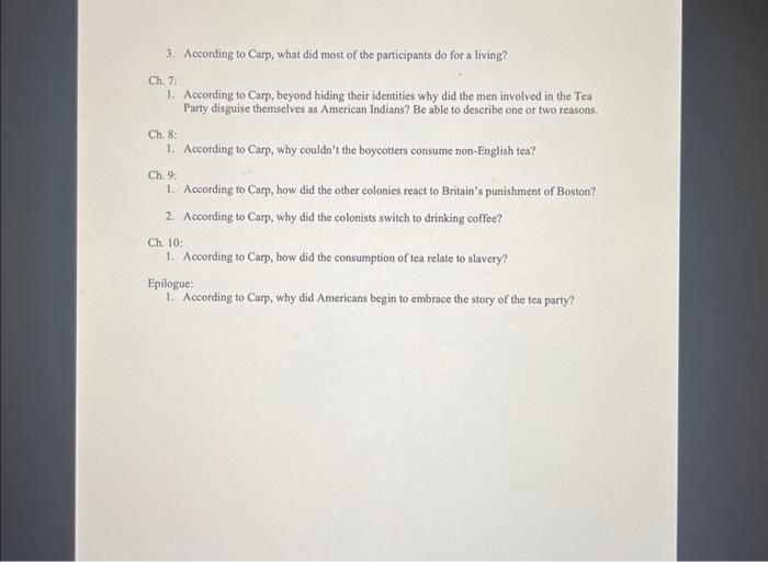 Reading Guide Introduction: 1. According to Carp, how | Chegg.com