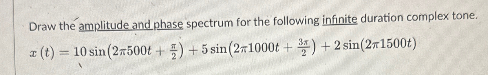 Solved Draw the amplitude and phase spectrum for the | Chegg.com