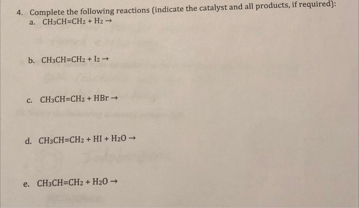 Solved 4. Complete the following reactions (indicate the | Chegg.com