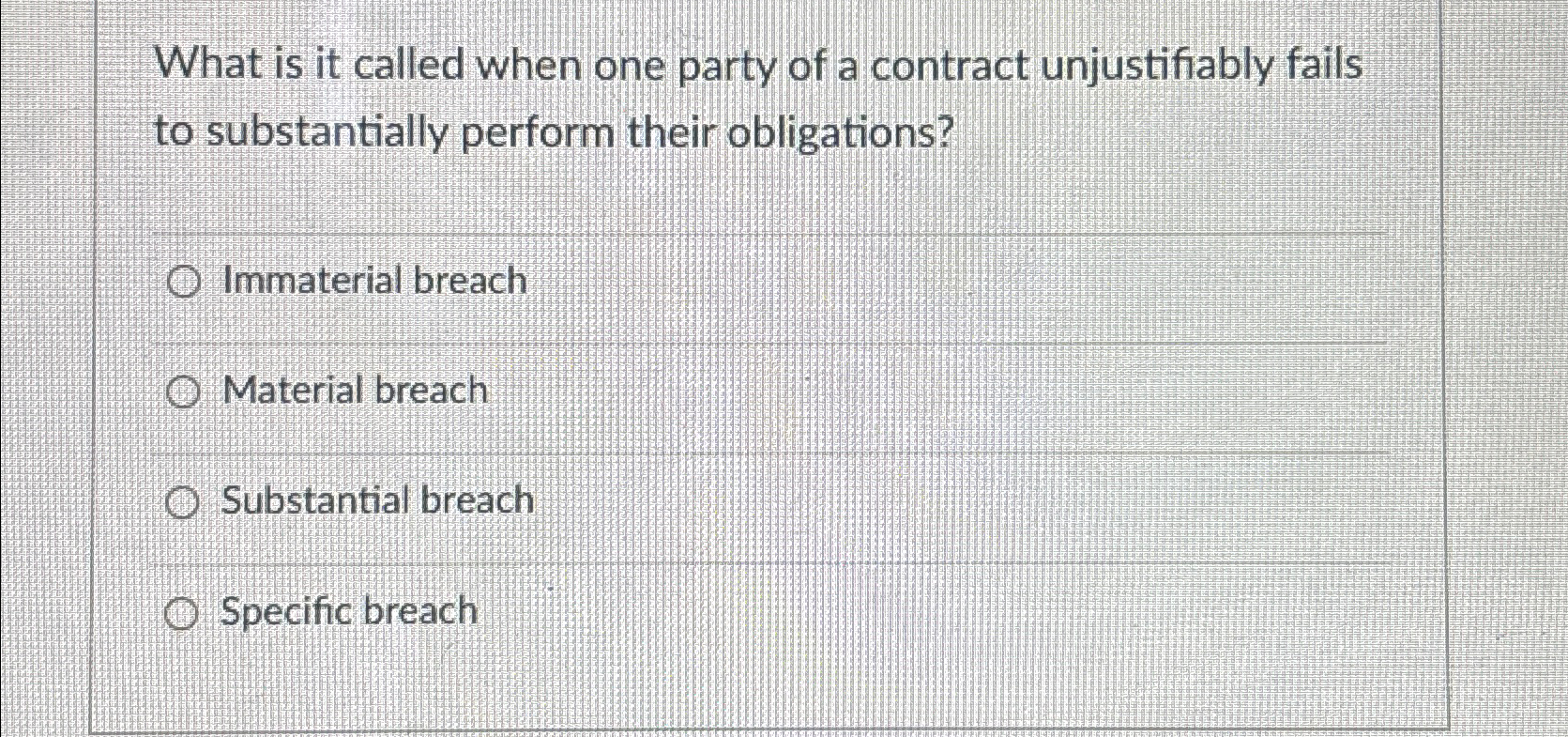 Solved What is it called when one party of a contract | Chegg.com