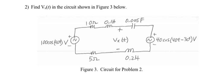 Solved 2) Find Vx(t) in the circuit shown in Figure 3 below. | Chegg.com