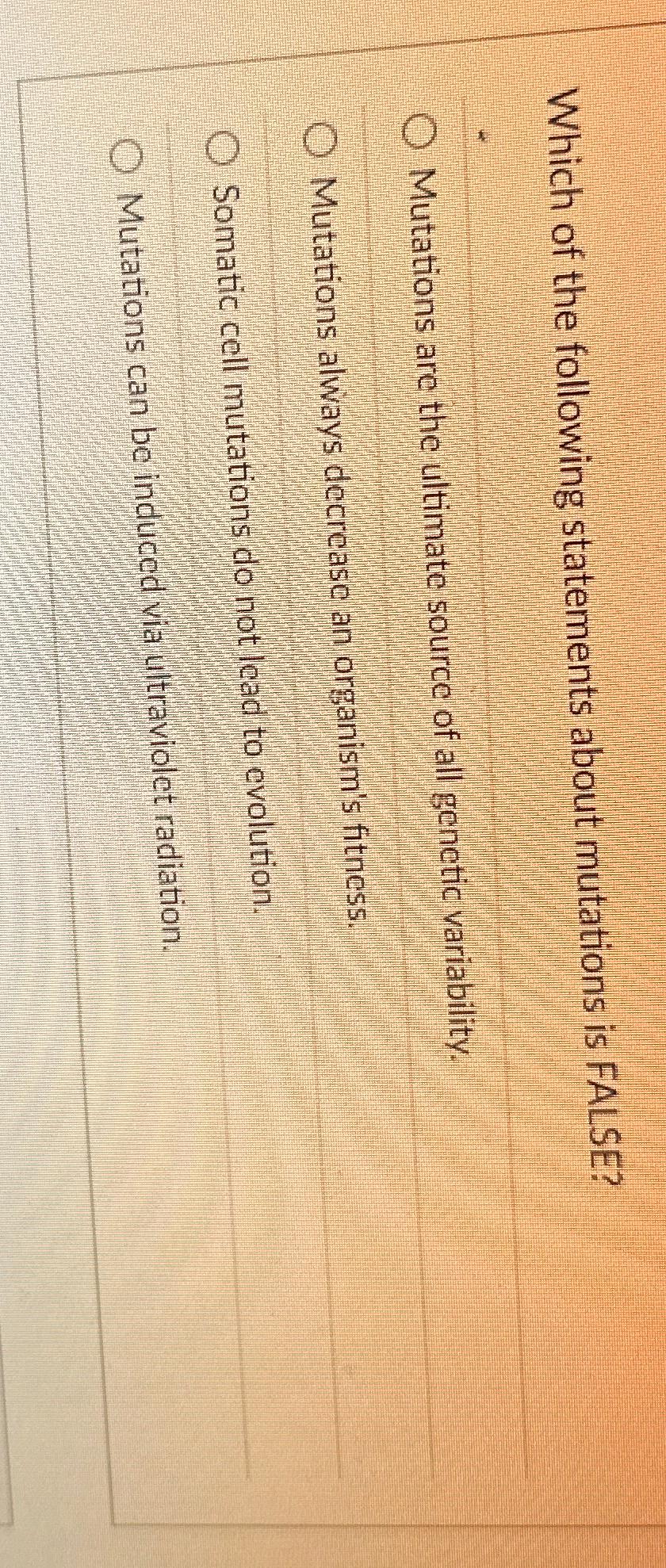 Solved Which Of The Following Statements About Mutations Is