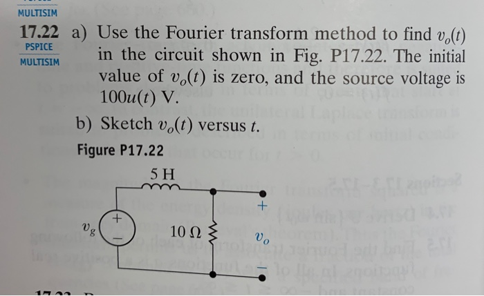 Solved MULTISIM 17.22 a) Use the Fourier transform method to | Chegg.com