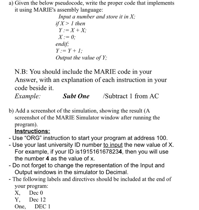 Solved a) Given the below pseudocode, write the proper code | Chegg.com