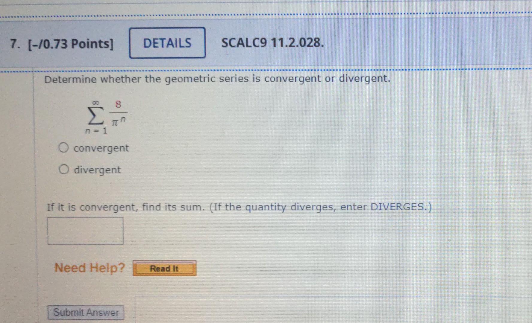 Solved Determine whether the geometric series is convergent | Chegg.com