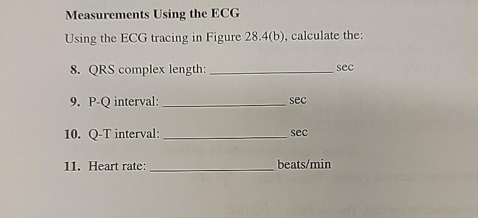 Solved Measurements Using the ECGUsing the ECG tracing in | Chegg.com