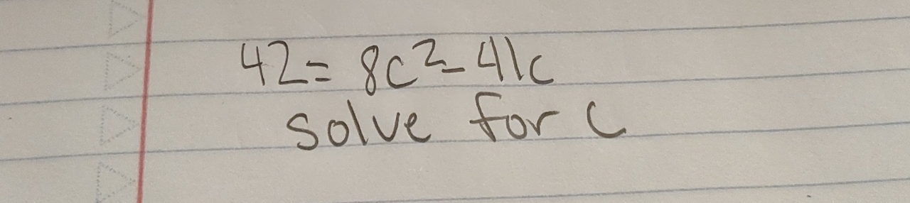 Solved 42=8c2-4kSolve for C | Chegg.com