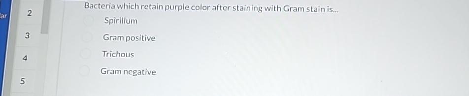 Solved 2Bacteria which retain purple color after staining | Chegg.com