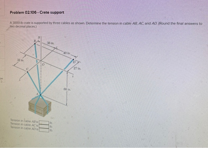 Solved Problem 02.106 - Crate support A 3000-ib crate is | Chegg.com