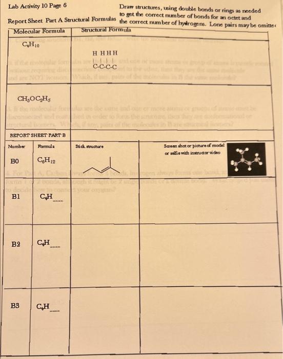 Solved Lab Activity 10 Page 6 Draw structures, wing double | Chegg.com