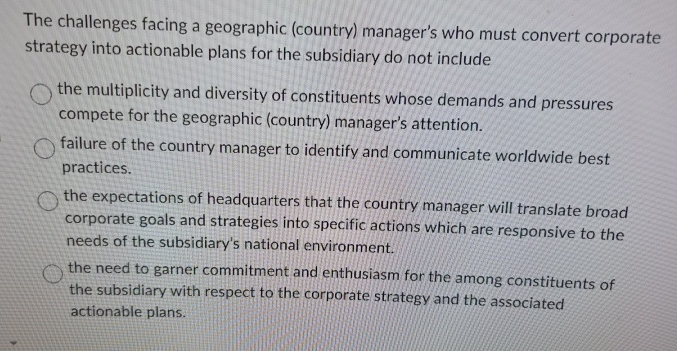 Solved The challenges facing a geographic (country) | Chegg.com