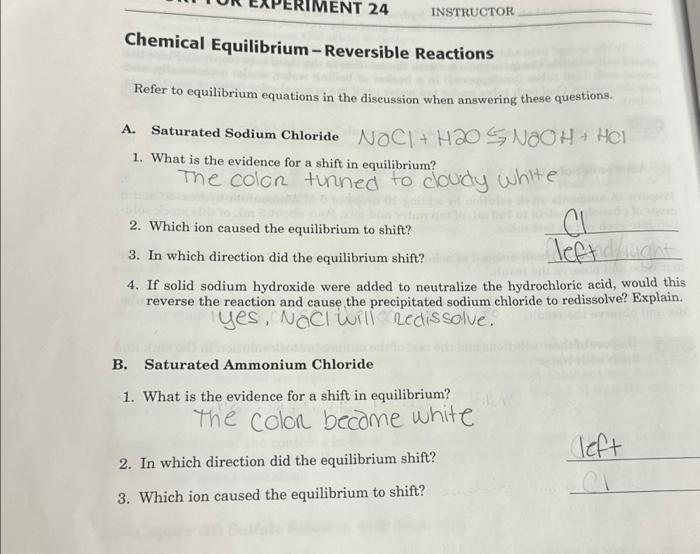Solved Chemical Equilibrium-Reversible Reactions Refer to | Chegg.com