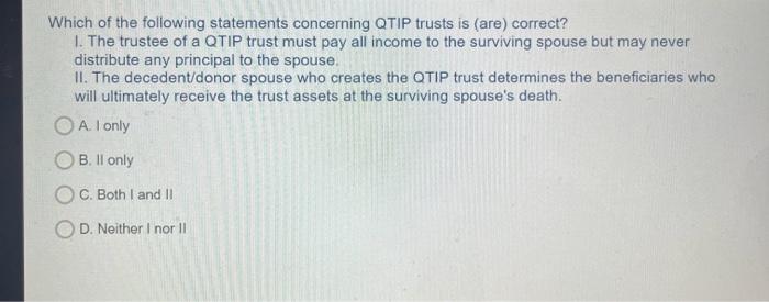 Solved Which of the following statements concerning QTIP | Chegg.com