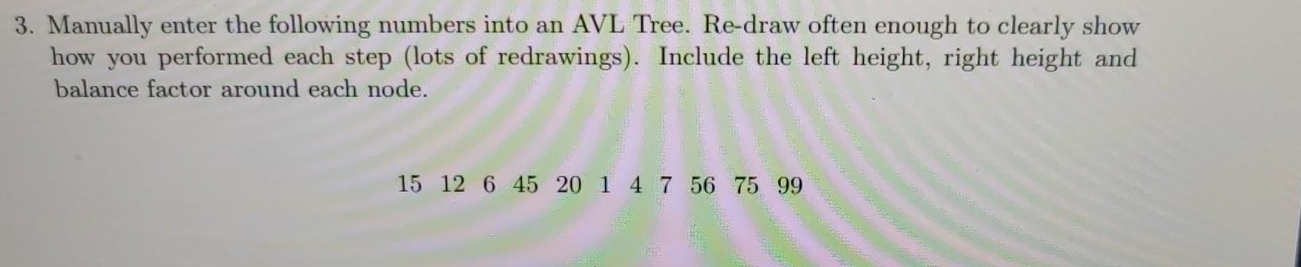 Solved Manually enter the following numbers into an AVL | Chegg.com