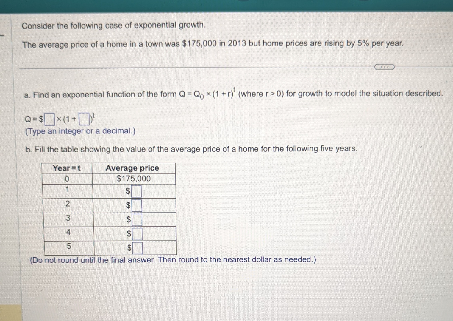 Solved Consider the following case of exponential growth.The | Chegg.com