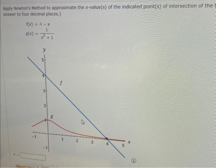 Solved Apply Newton's Method to approximate the x-value(s) | Chegg.com