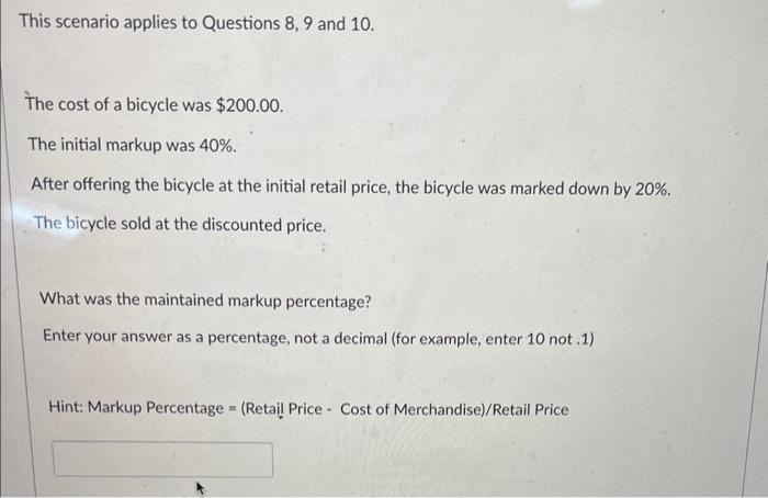 Solved This scenario applies to Questions 8,9 and 10 . The | Chegg.com