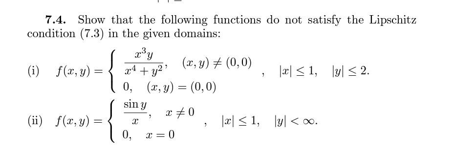 Solved 7.4. Show that the following functions do not satisfy | Chegg.com