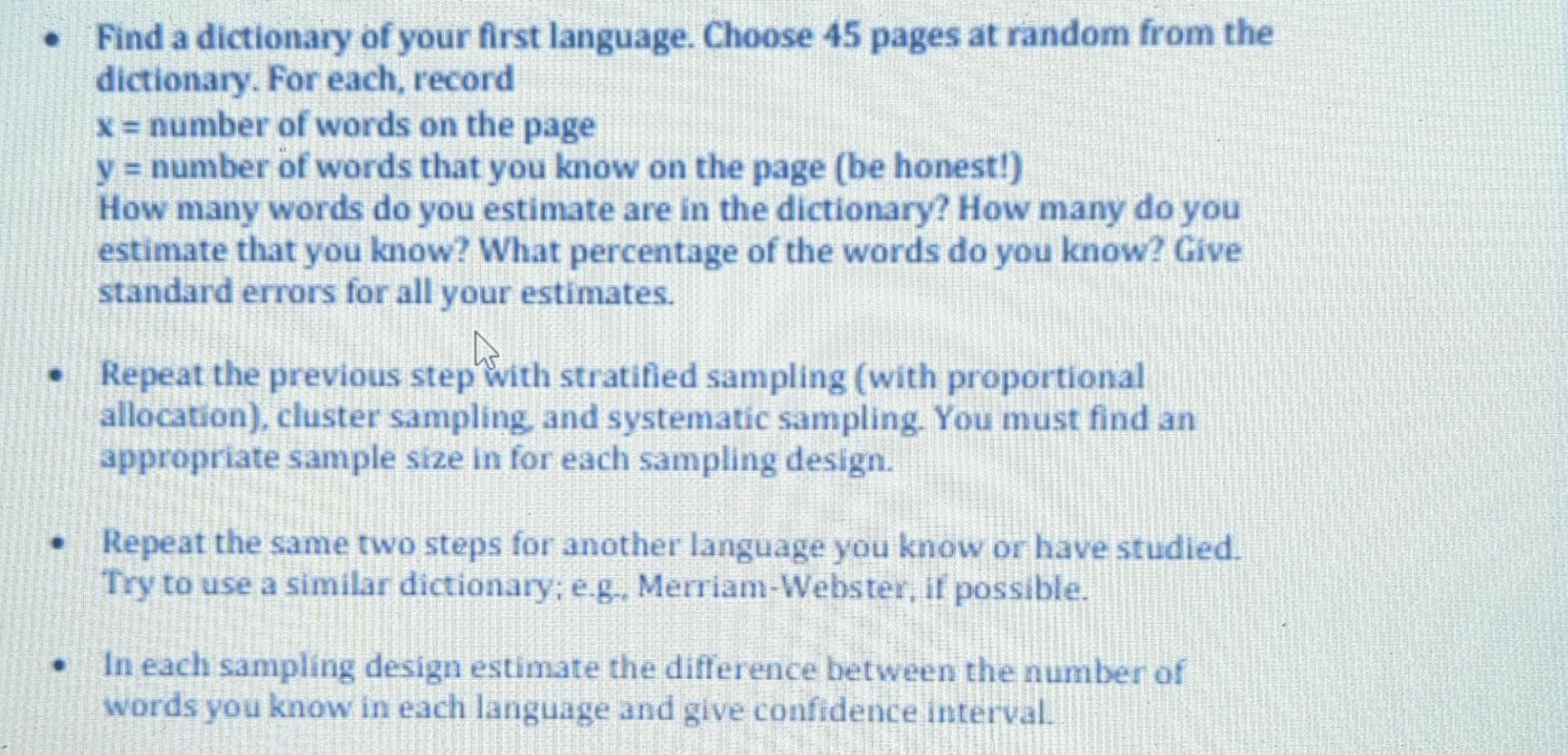 Solved dictionary. For each, record x= number of words on | Chegg.com