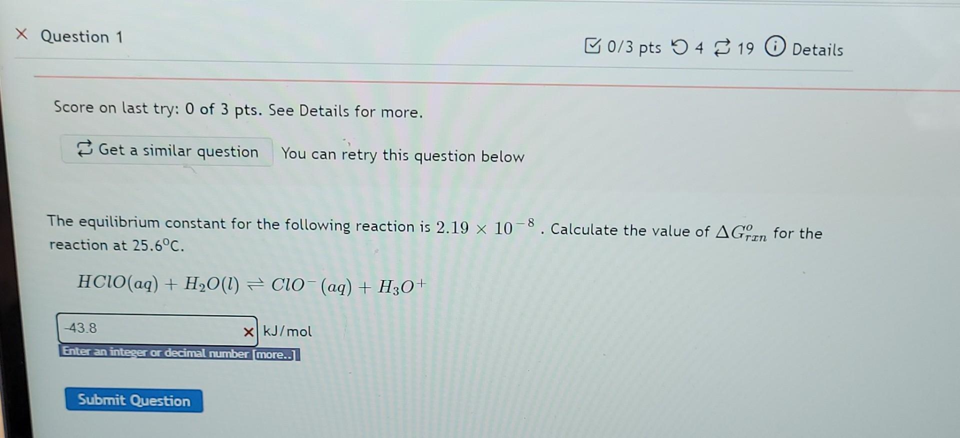 Solved You can retry this question below The equilibrium | Chegg.com